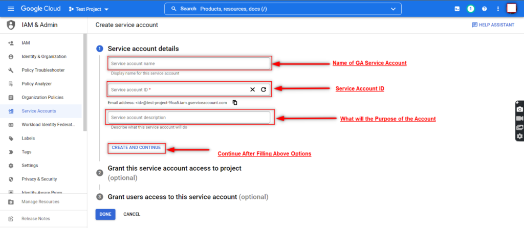 Setup GA Service Account - Docs SprigHub